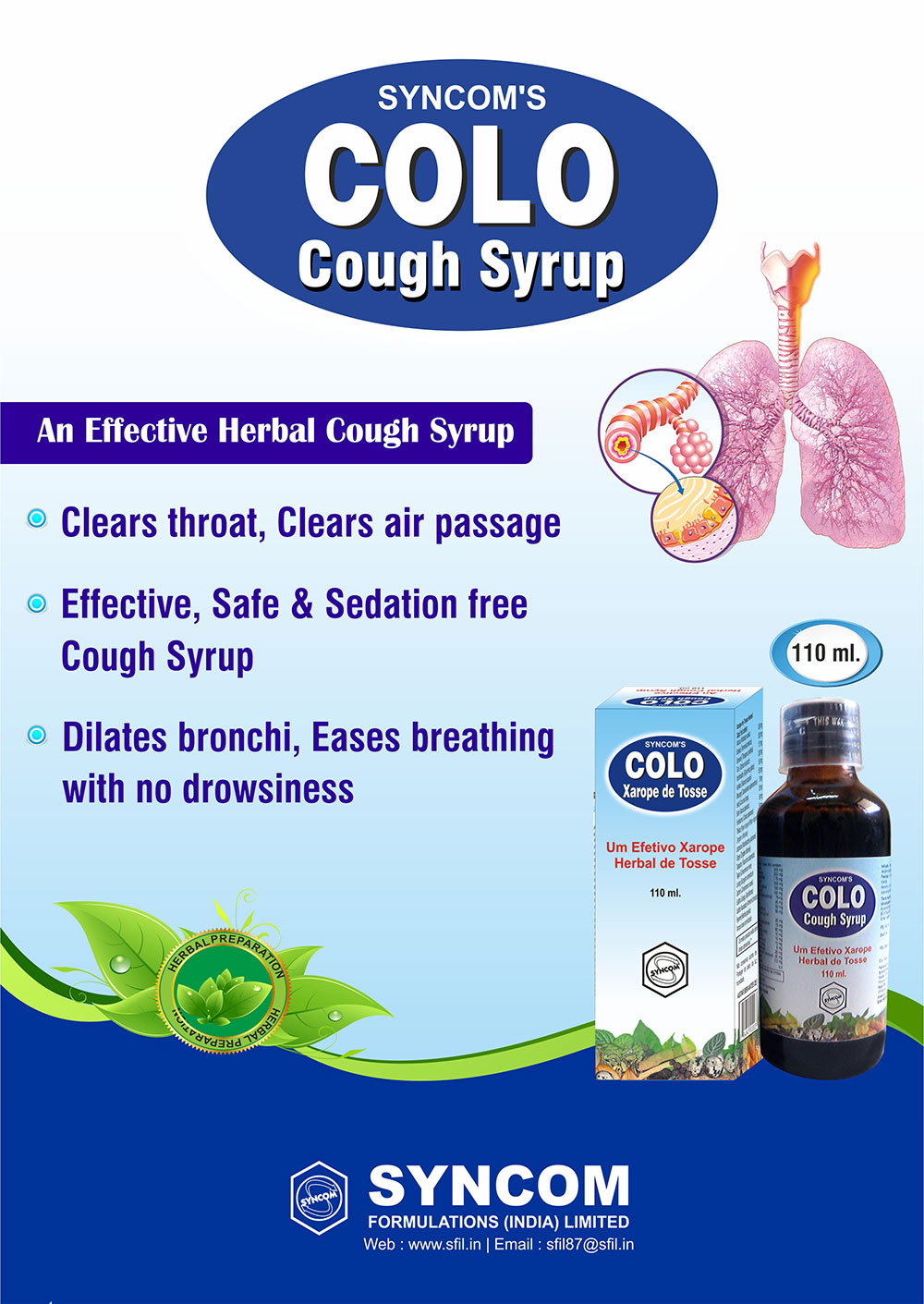 Poster Colo Cough Syrup – Syncom Formulations (India) Limited.
